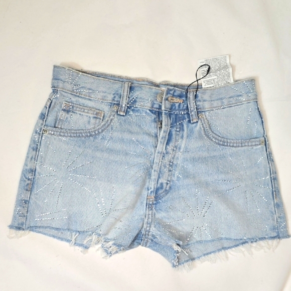 Zara | Shorts | Zara Blue Jean Shorts Distressed Highwaisted | Poshmark